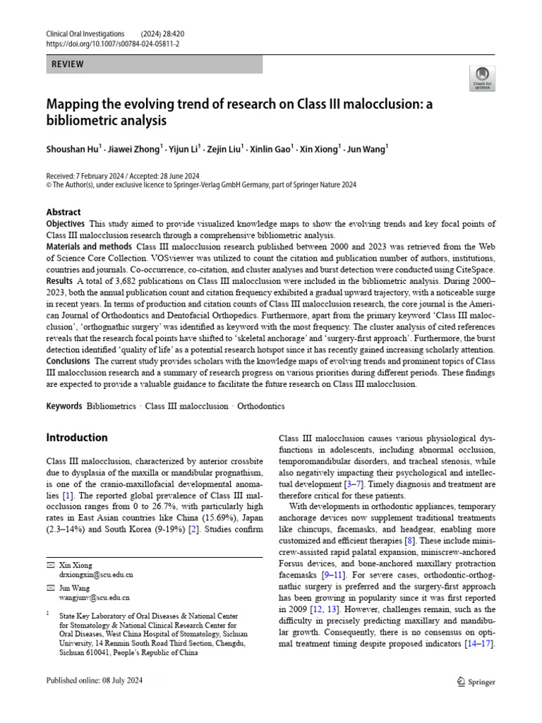 Trends in Class III Malocclusion Research | PDF | Orthodontics