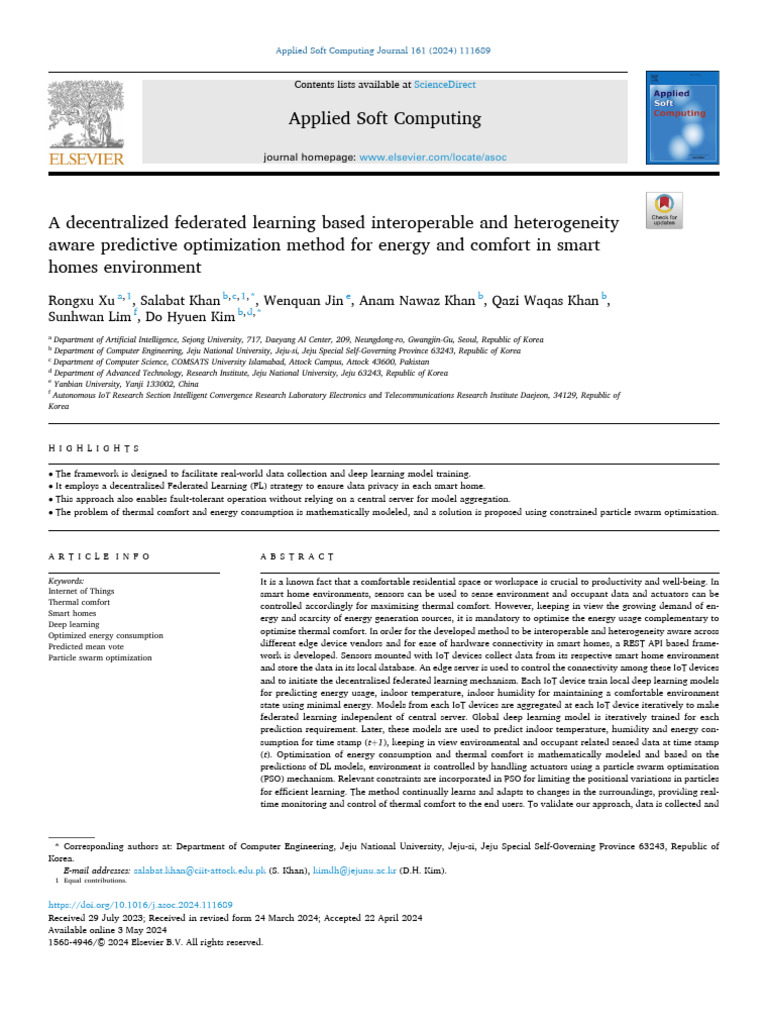 Decentralized Federated Learning for Smart Homes | PDF | Internet Of ...