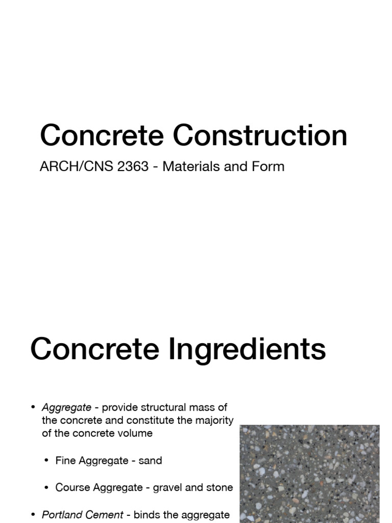 Concrete Construction Materials Overview | PDF | Concrete | Cement