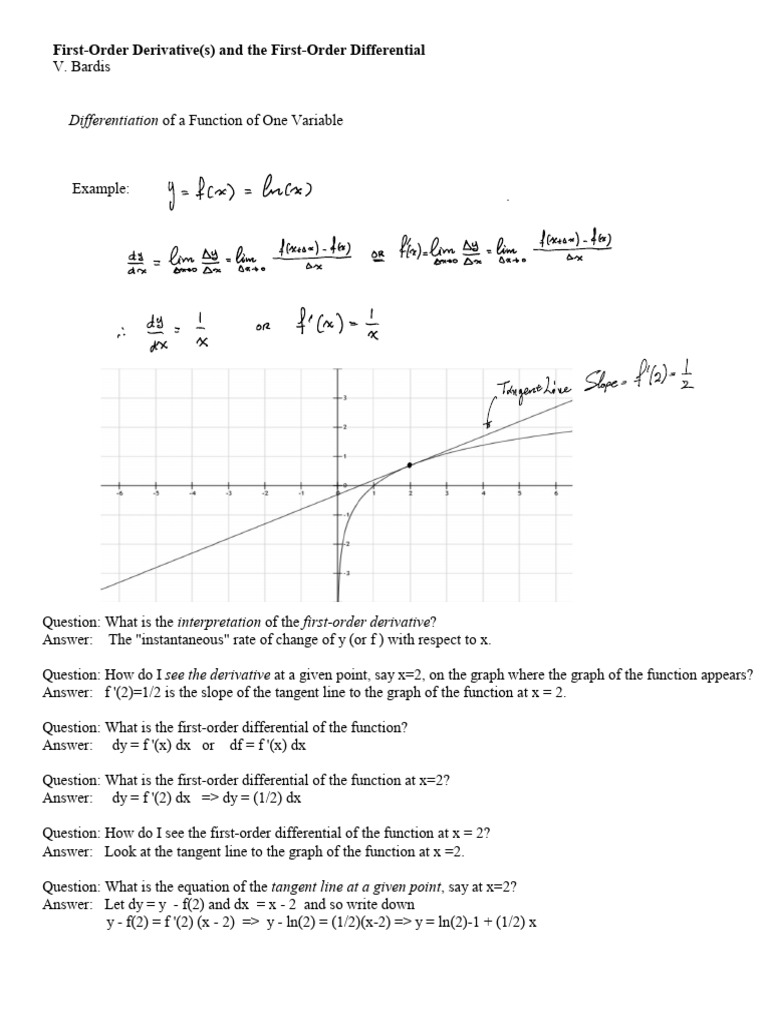 First-Order Derivatives and Differentials | PDF | Derivative ...