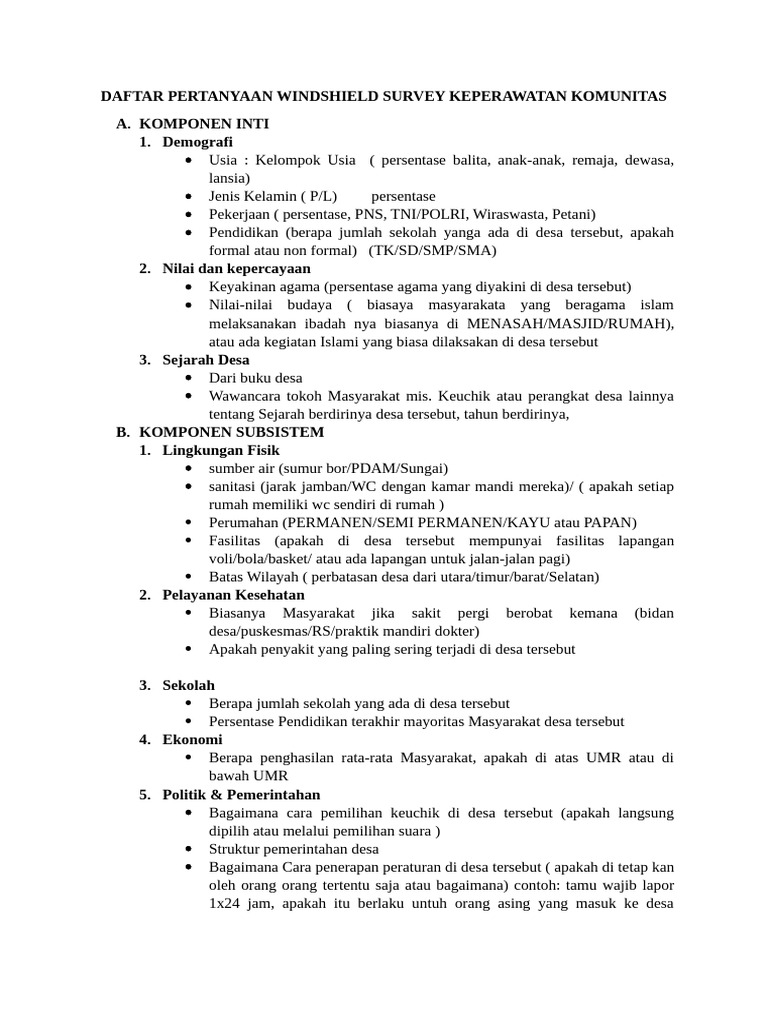 Windshield Survey (Kep. Komunitas) | PDF