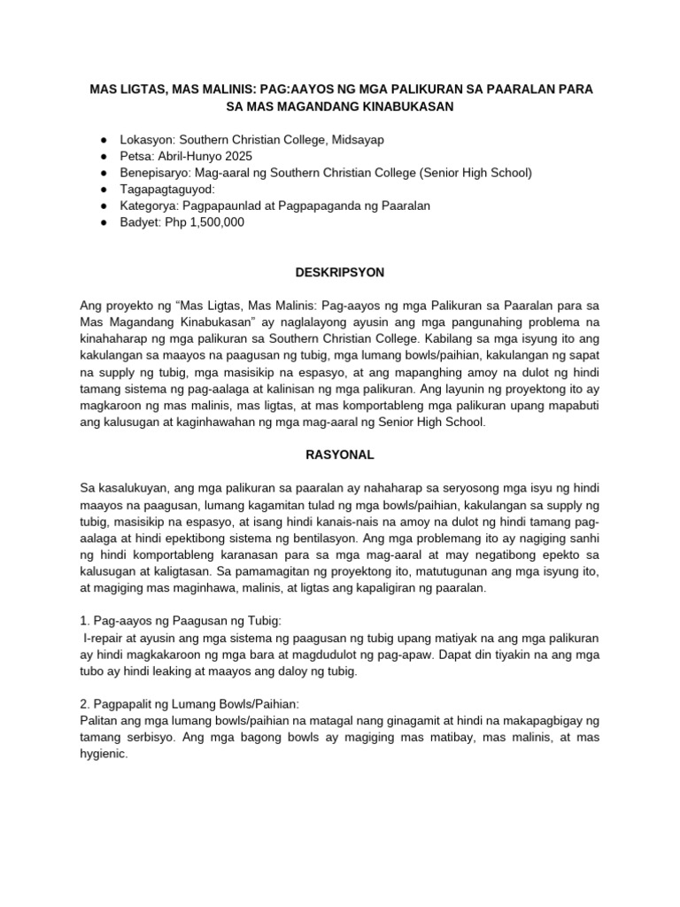Mas Ligtas Mas Malinis Pag Aayos NG Mga Palikuran Sa Paaralan para Sa ...