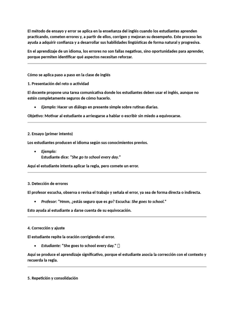 El Método De Ensayo Error Pdf Maestros Aprendizaje 5612