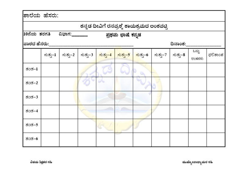 Quiz Marks Entry Sheet | PDF