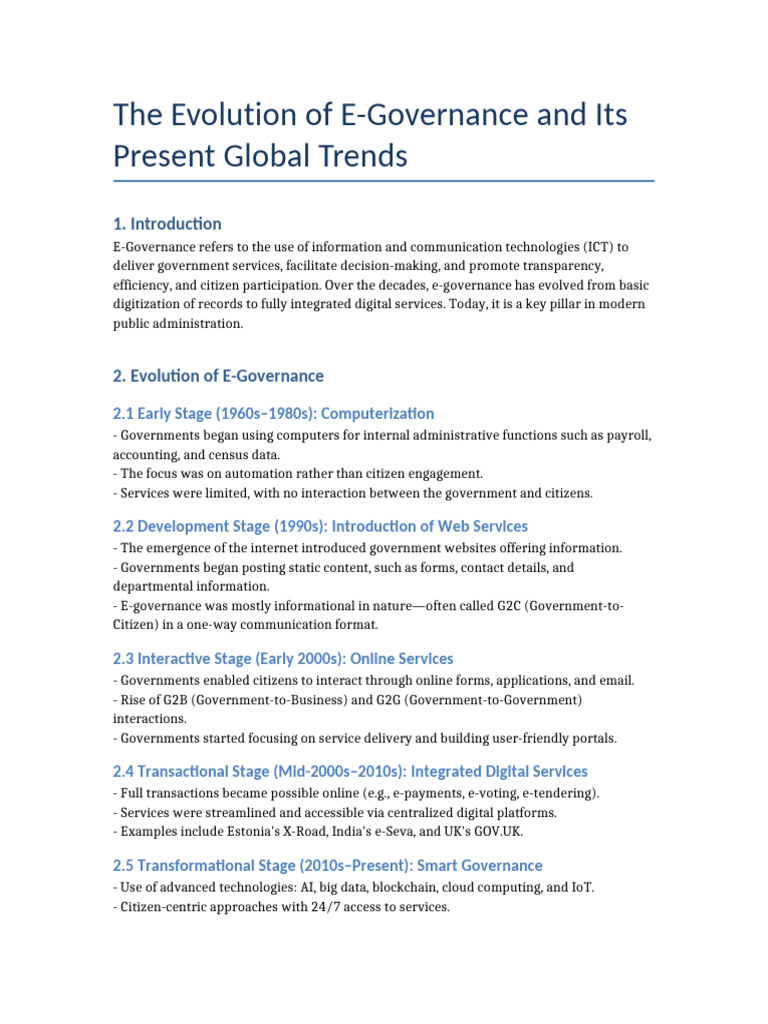 Evolution of E-Governance Trends | PDF | Computing | Cyberspace