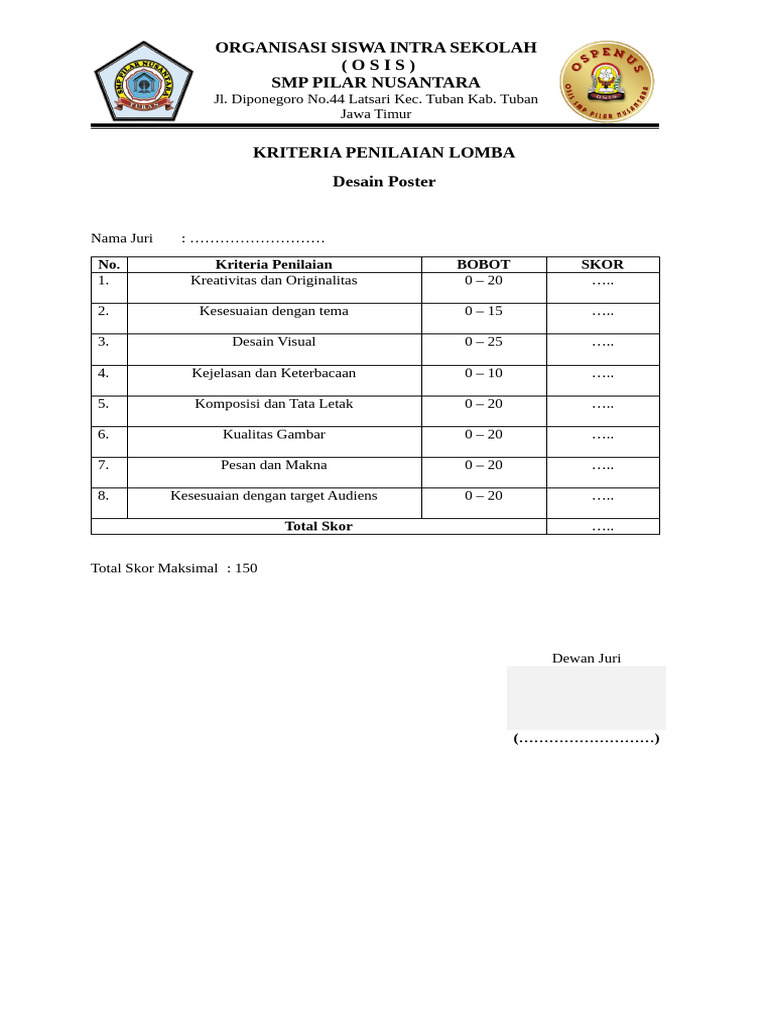 Kriteria Penilaian Lomba Desain Poster | PDF