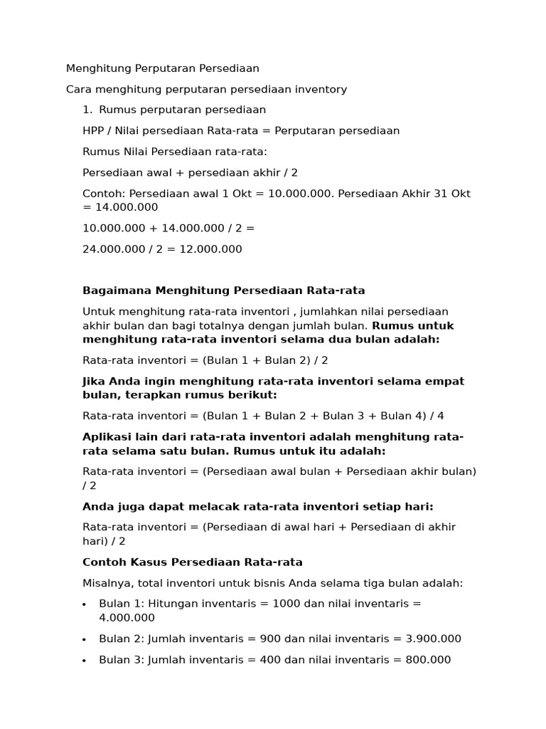 Cara Hitung Perputaran Persediaan | PDF