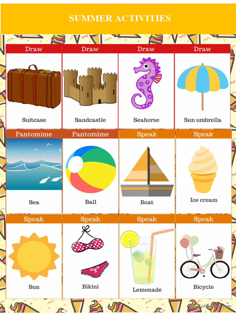 Summer ACTIVITY, Charades, Games | PDF