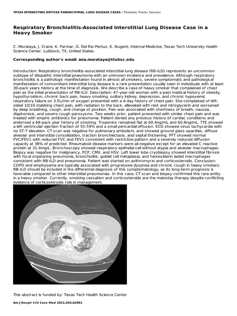 Respiratory Bronchiolitis Associated Interstitial Lung Disease Case in A Heavy Smoker | PDF ...
