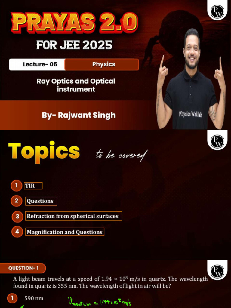 (Physics) Ray Optics and Optical Instrument 05 - Class Notes | PDF