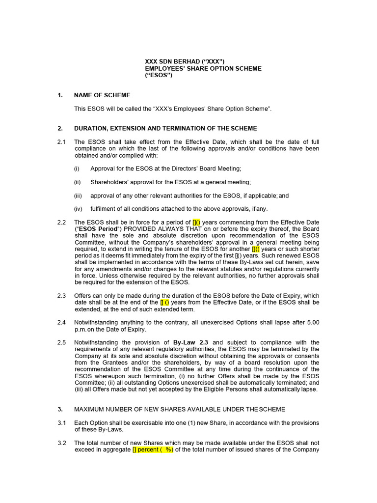 ESOS ByLaw SB | PDF | Liquidation | Vesting