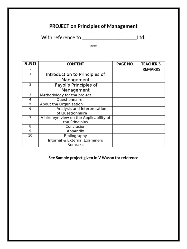 Index BSt Project Principles of Management | PDF