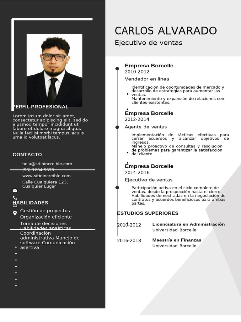 Currículum Vitae CV de Ventas Moderno Negro | PDF