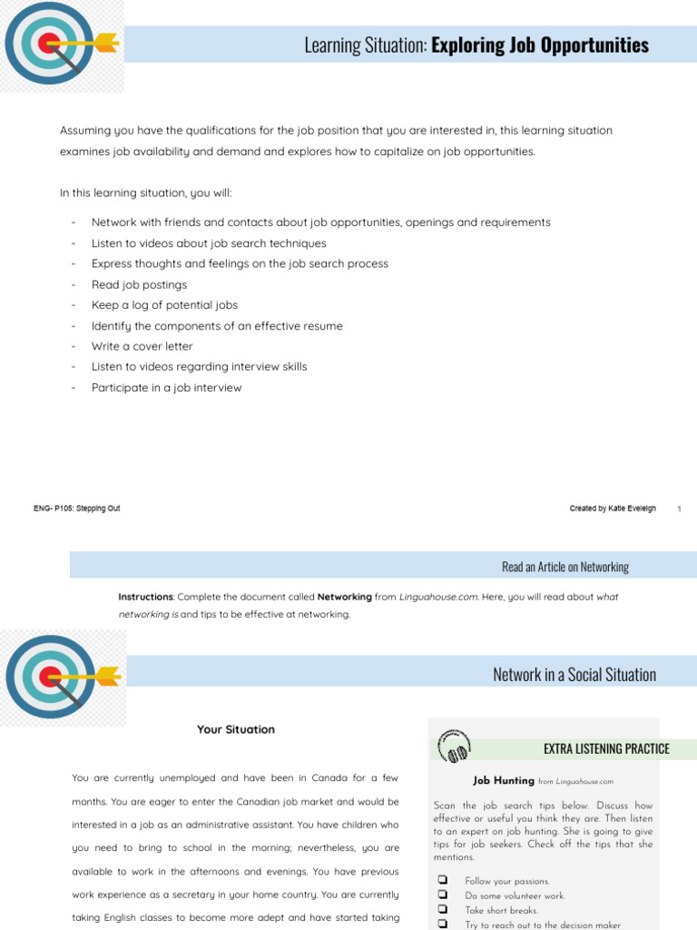 LS2 - P105 - Exploring Job Opportunities | PDF | Résumé | Verb