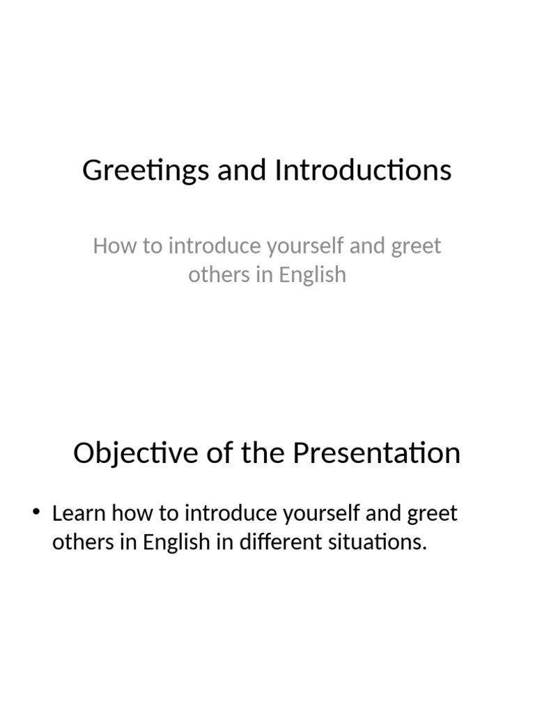 Greetings and Introductions English | PDF