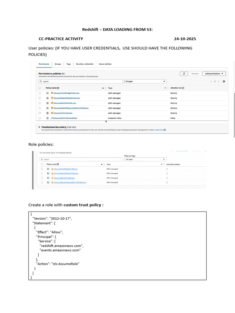 Redshift-Dataloading From s3 | PDF | Data Management | Computer Programming