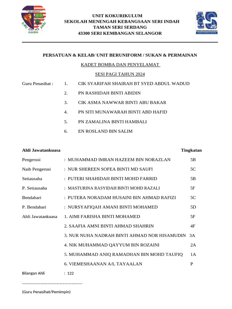 Senarai Ajk Dan Minit Mesy Agung 2024 | PDF