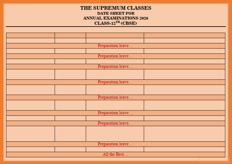 Class 12 TH, Date Sheet, Annual Examinations, CBSE, TSC, Nov, 01 ST ...