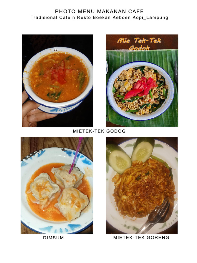 Lembar Photo Menu Makanan Cafe | PDF
