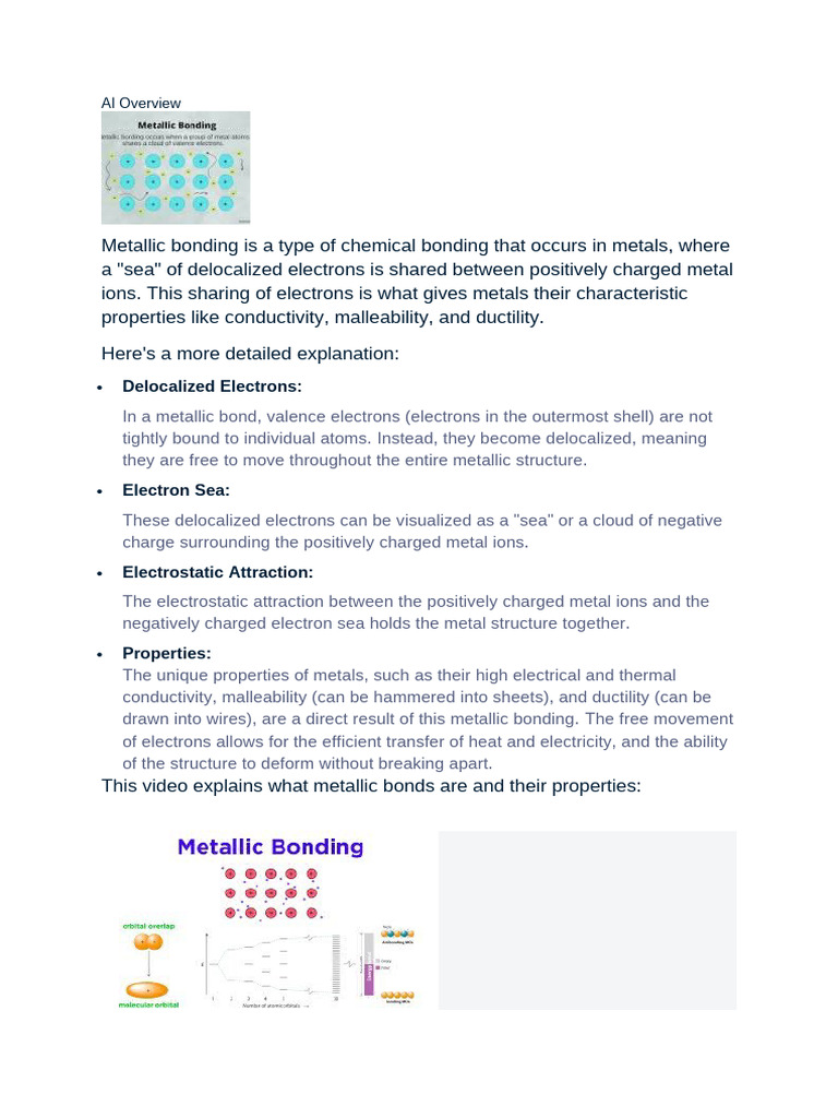 Metallic Bonding Explained | PDF