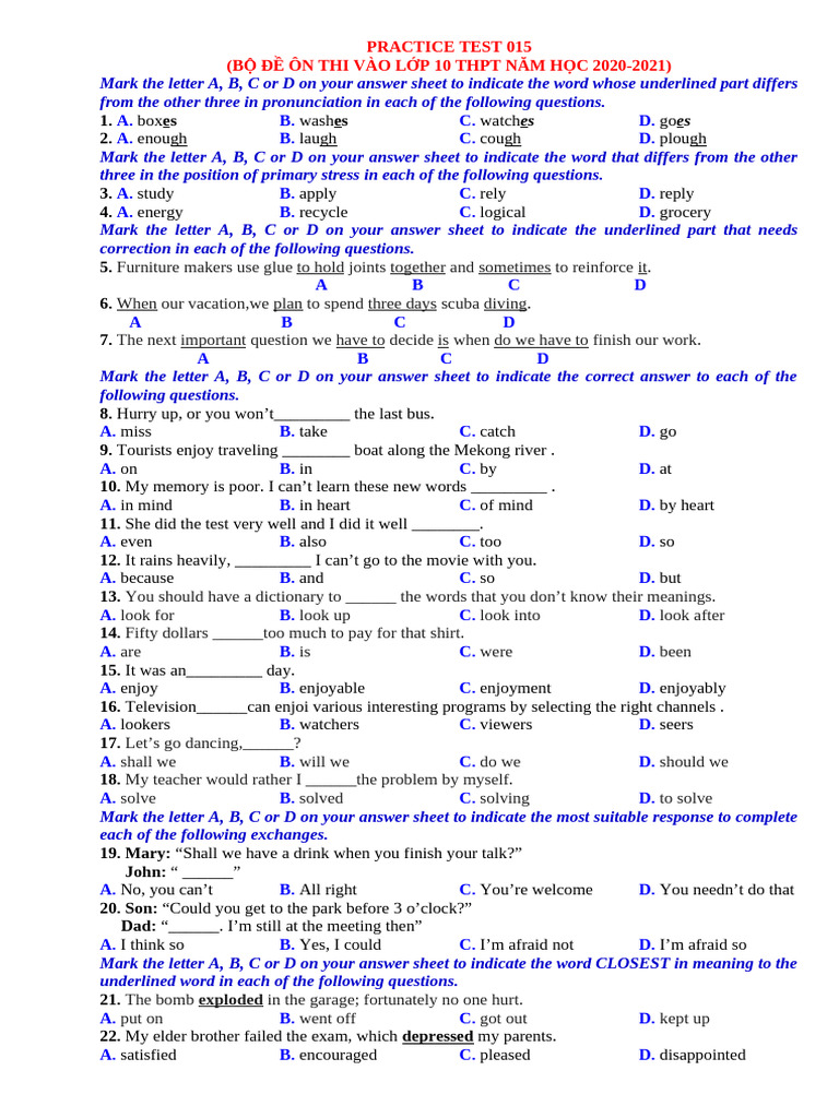 Grade 10 English Practice Test 2021 | PDF | Mark Twain