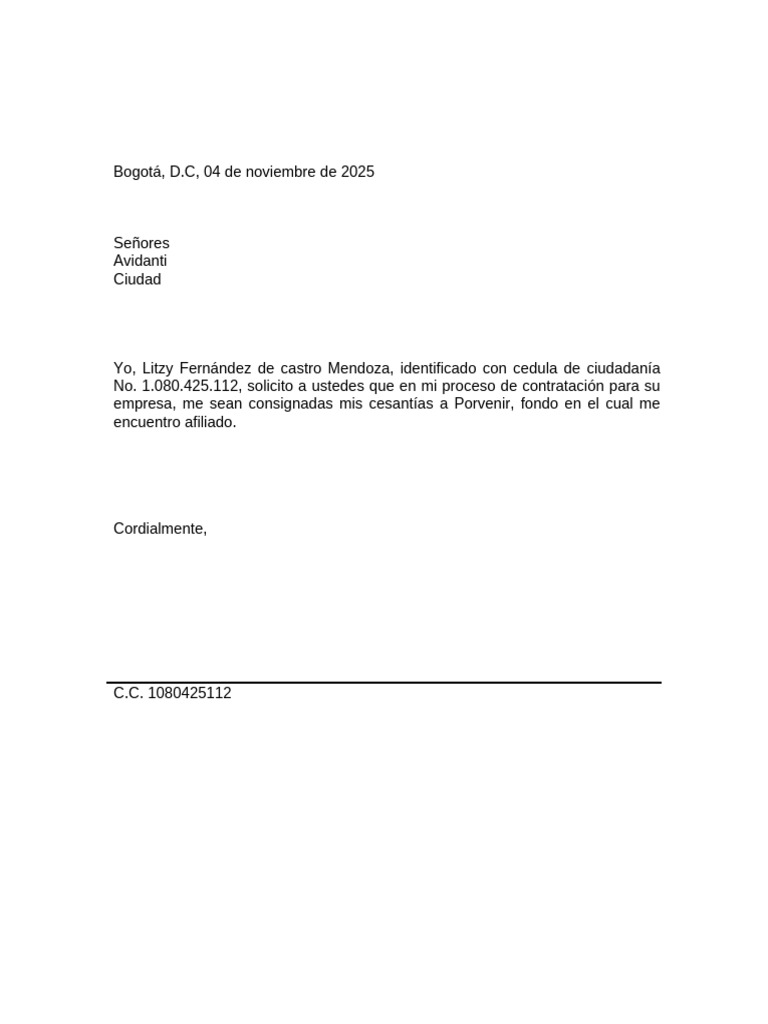 Carta Cesantias | PDF