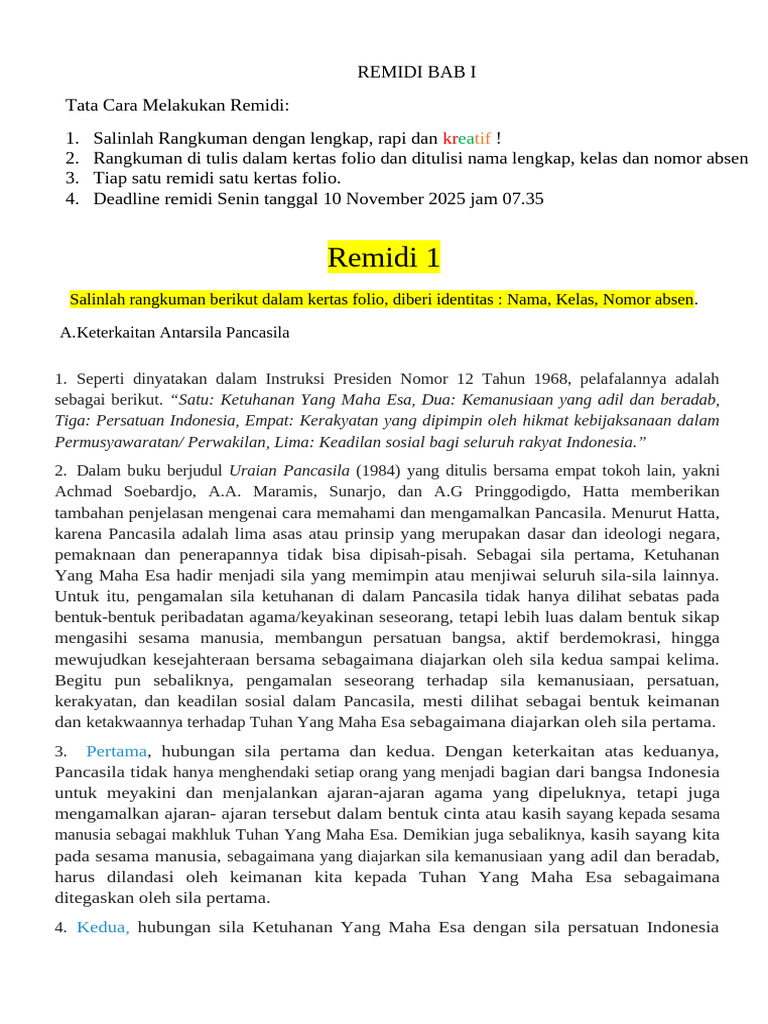 Tata Cara Remidi Pancasila dan Maknanya | PDF