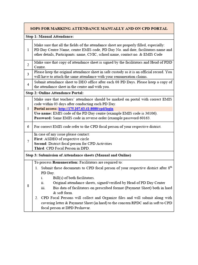 Sops For Attendance 2025-26 | PDF