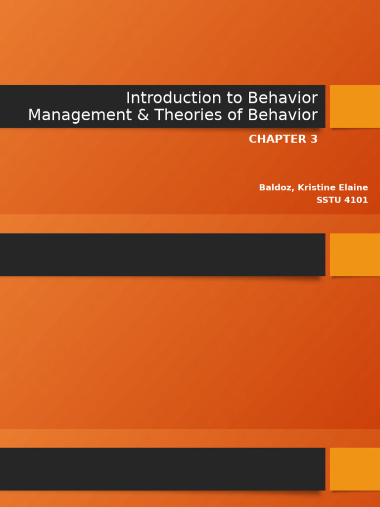 Introduction To Behavior Management & Theories of Behavior | PDF