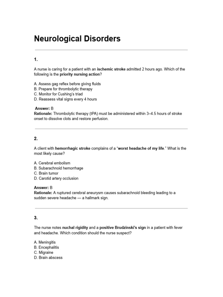 Neurological Disorders PDF | PDF | Meningitis | Stroke