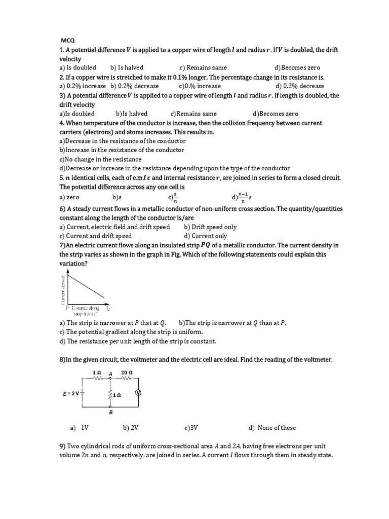 2 Puc Current Electricity | PDF | Electric Current | Electrical Conductor