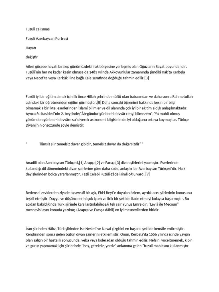 Fuzuli Çalışması | PDF