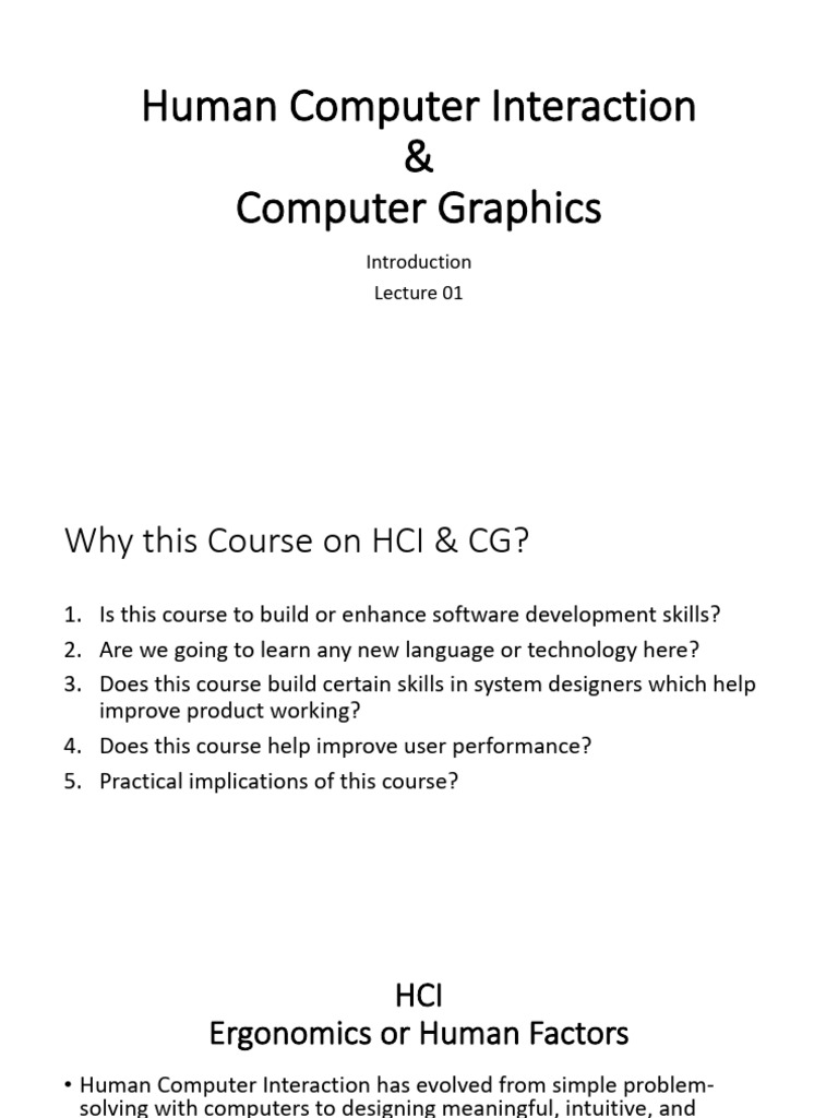HCI and Computer Graphics Overview | PDF | Human–Computer Interaction ...