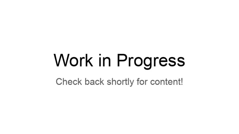 Work in Progress | PDF