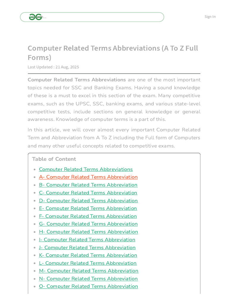 A to Z Computer Terms and Abbreviations | PDF | Computer Network | Read ...