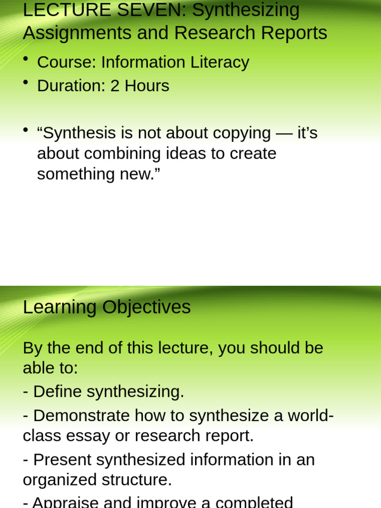 Mastering Synthesis in Academic Writing | PDF | Essays | Critical Thinking