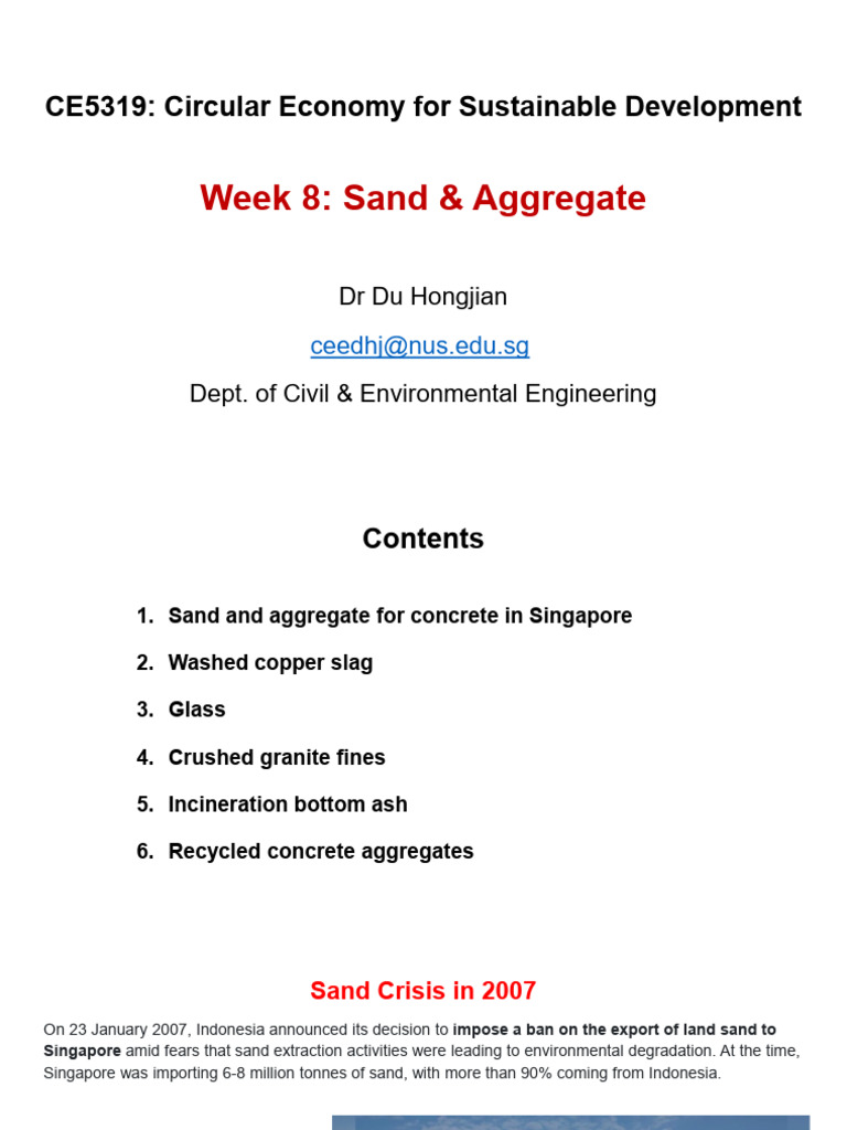 Lecture Wk8 Sand and Aggregate Du Hongjian | PDF | Concrete ...