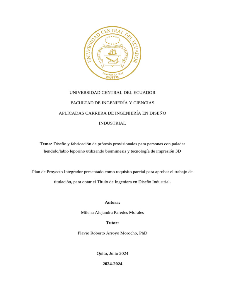 Plan de Tesis - Paredes Milena. - Firmado | PDF | Impresión 3d | Diseño