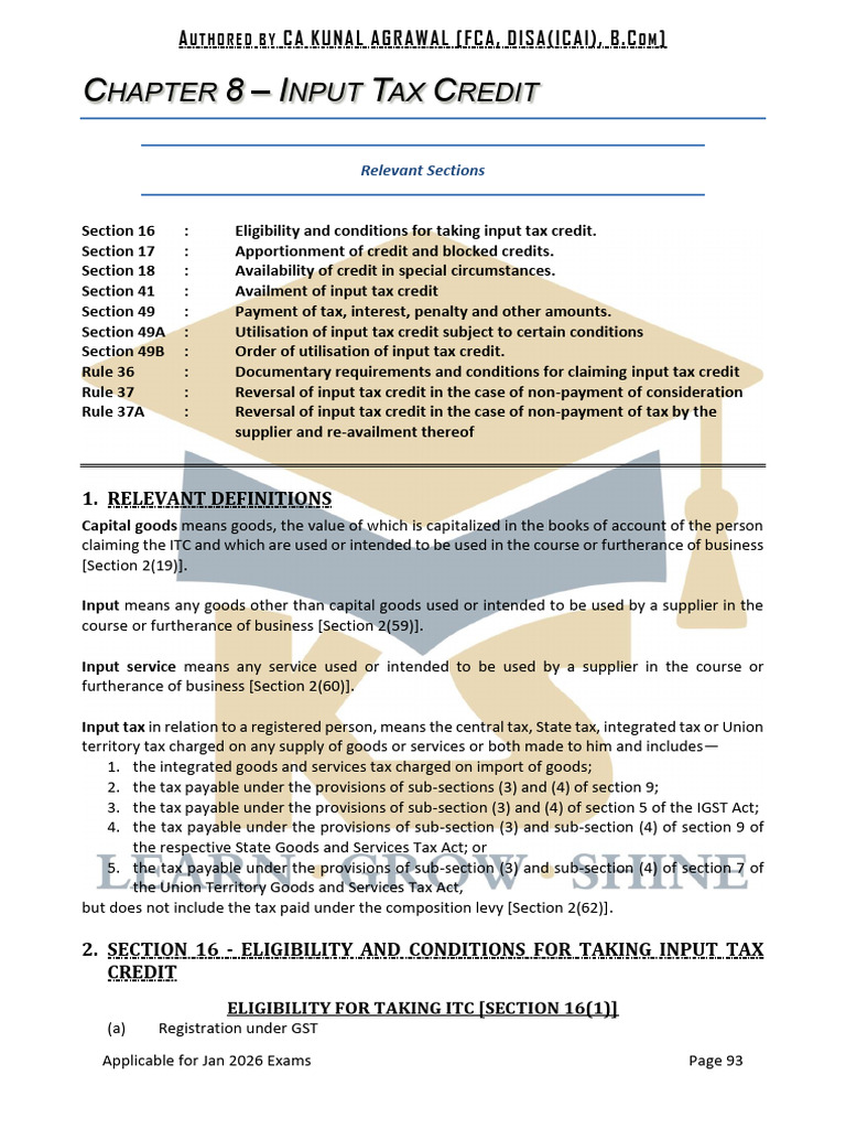 Input Tax Credit Guidelines for 2026 | PDF | Invoice | Taxes
