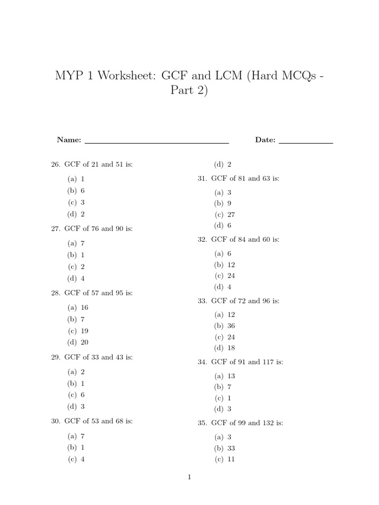 GCF and LCM 2 | PDF