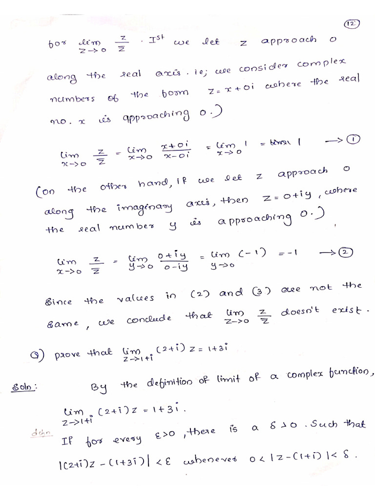 Limit, Continuity of Complex Functions | PDF