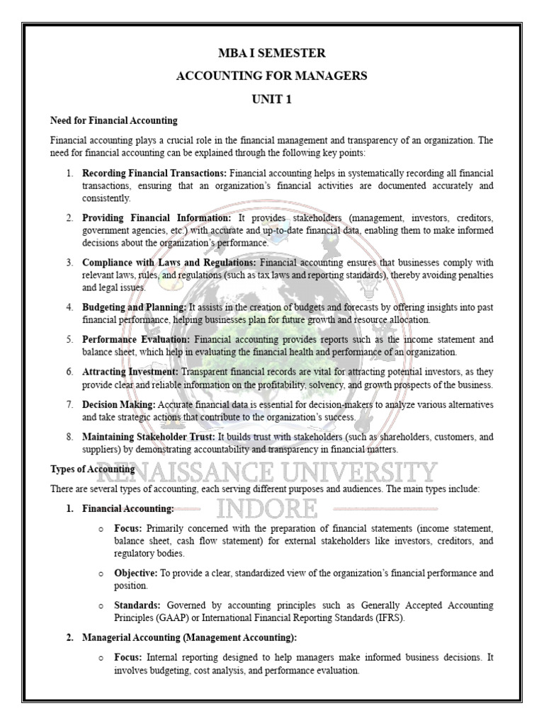 Accounting - For - Managers Notes | PDF | Debits And Credits | Equity ...