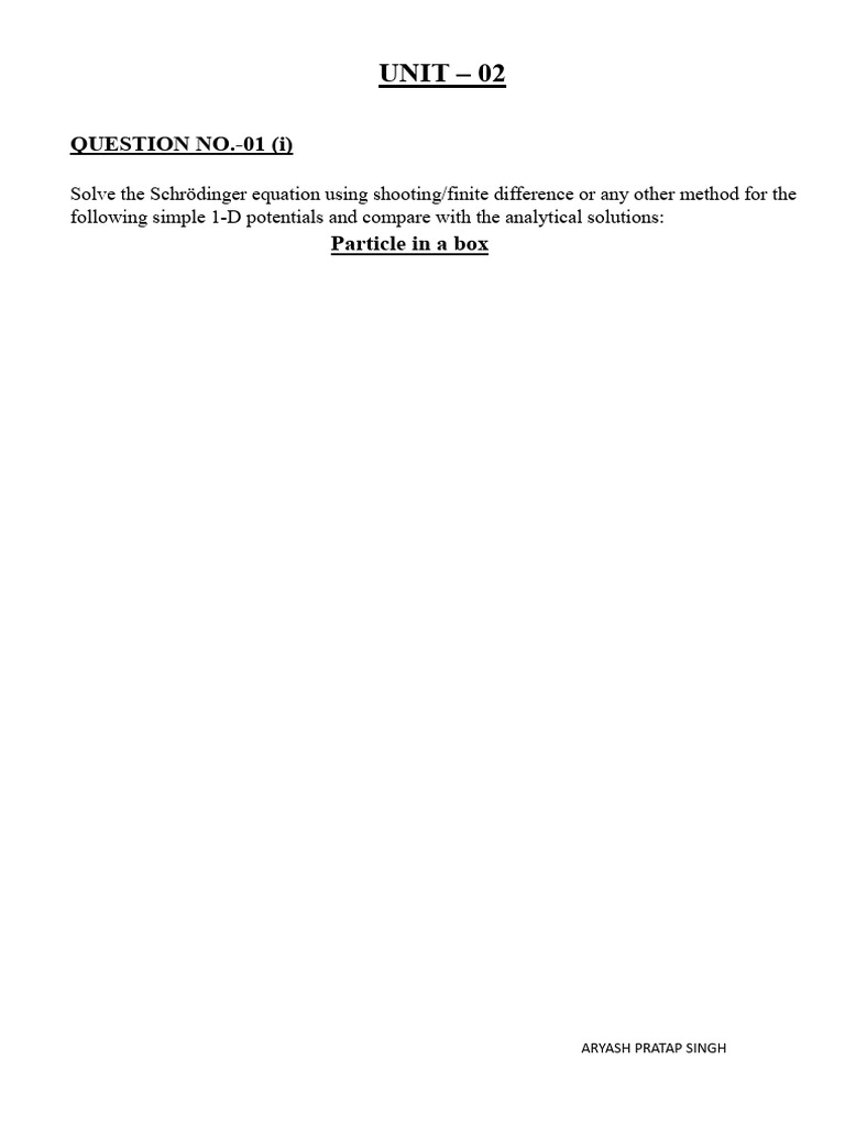 Aryash Unit 02 | PDF | Wave Function | Hamiltonian (Quantum Mechanics)