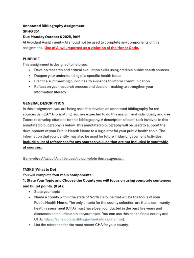 Annotated Bibliography Guidelines for SPHG 351 | PDF | Bibliography ...