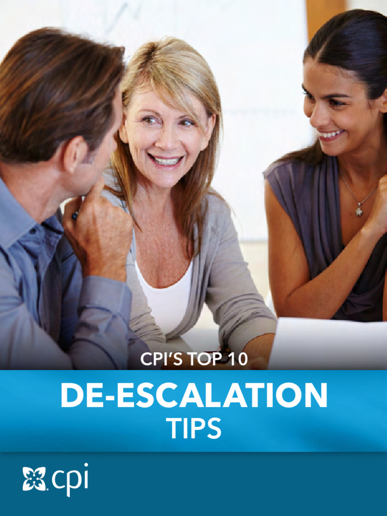 Top 10 De-Escalation Tips Guide | PDF | Nonverbal Communication | Body Language