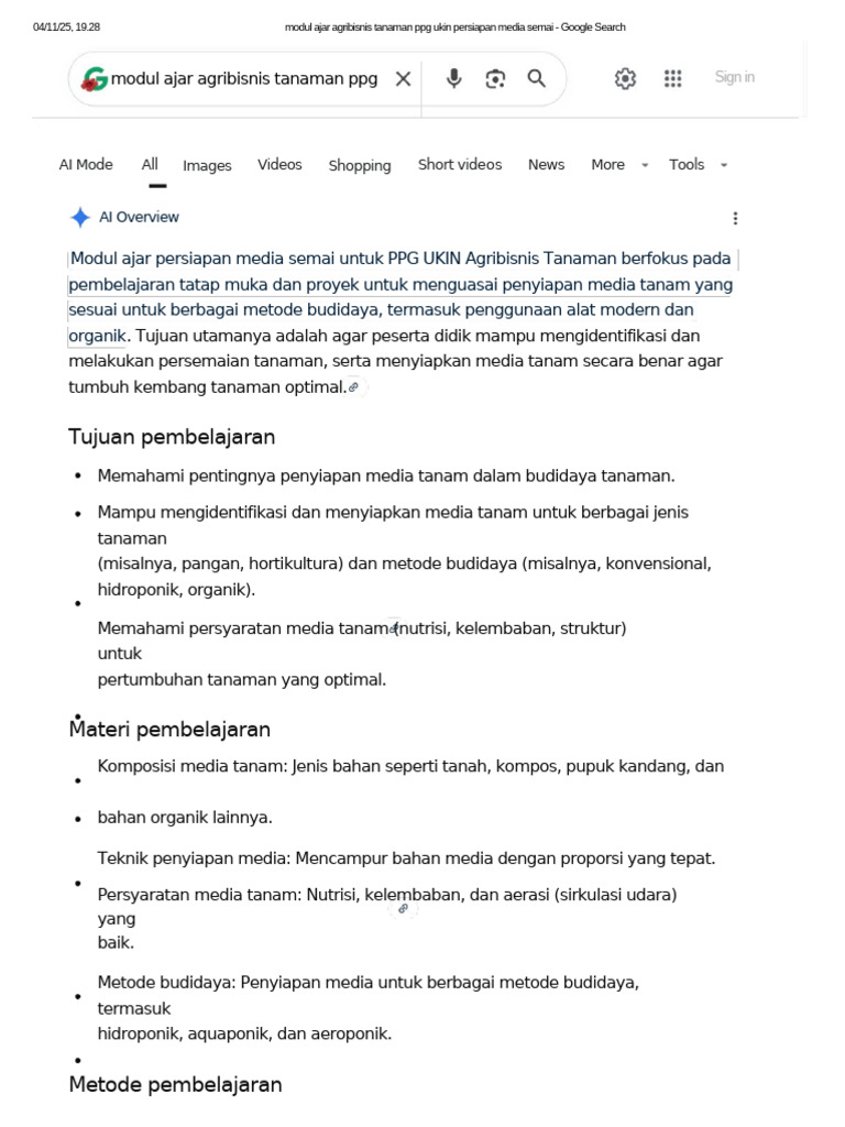 Modul Ajar Agribisnis Tanaman Ppg Ukin Persiapan Media Semai - Try | PDF