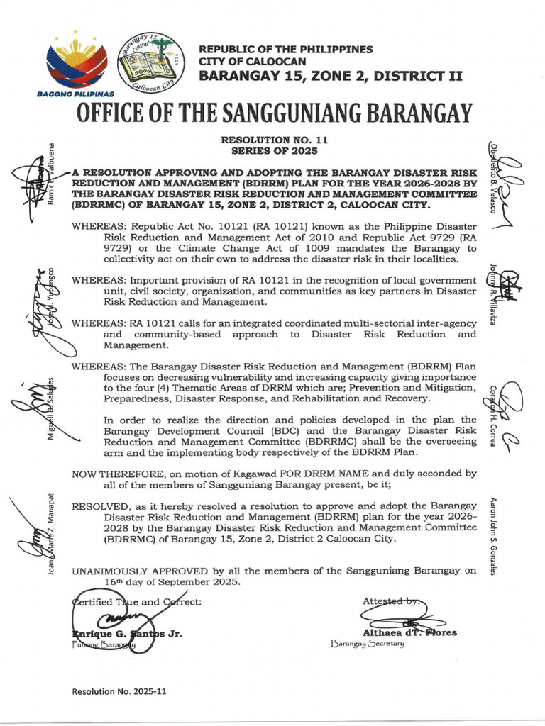 Brgy Resolution No. 11 | PDF