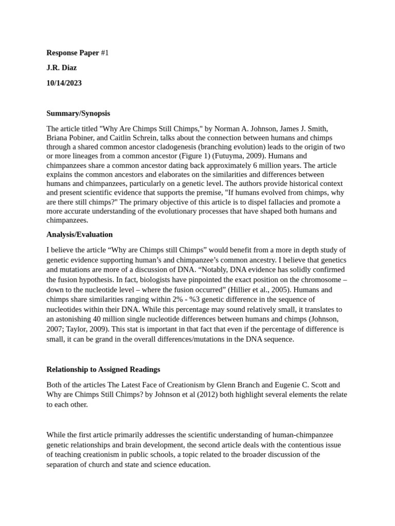 Why Are Chimps Still Chimps | PDF | Creationism | Evolution