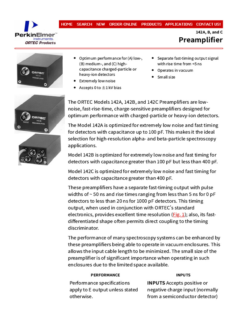 ORTEC 142A Preamplifier Overview | PDF | Electrical Engineering ...