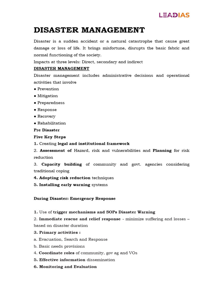 Comprehensive Guide to Disaster Management | PDF | Disaster Risk ...